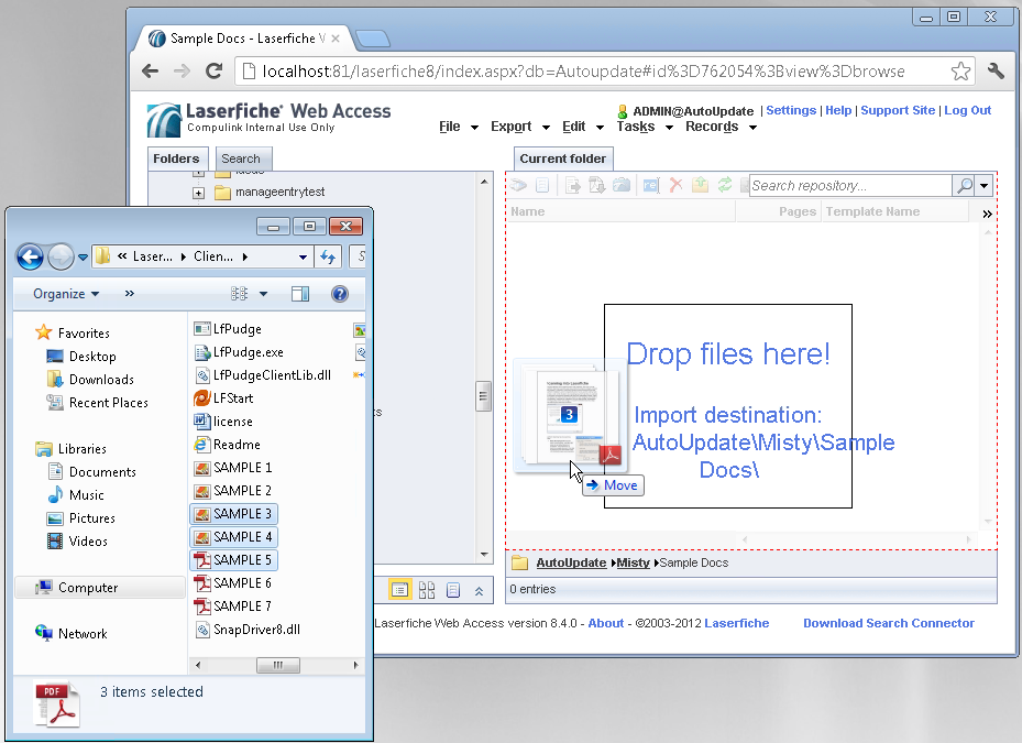 Preview of Drag and Drop in Laserfiche Web Access | Technology Experts ...
